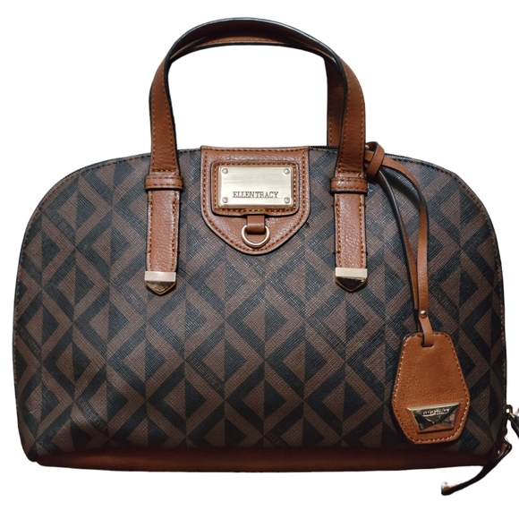 Ellen Tracy | Bags | Ellen Tracy Chocolate Saddle Doranton Dome Satchel ...